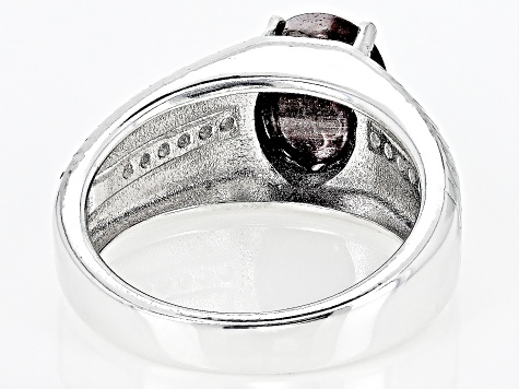 Red Indian Star Ruby Rhodium Over Silver Men's Ring 4.93ctw - MJW972A | JTV