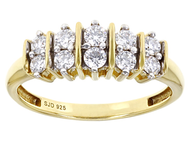 Moissanite 14k Yellow Gold Over Silver Pyramid Ring .48ctw DEW - MOJ417 ...
