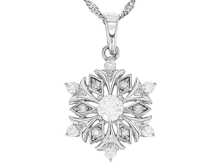 Moissanite Platineve Snowflake Pendant .56ctw DEW - MOJ847 | JTV