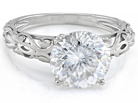 Moissanite Inferno cut Platineve Solitaire ring 4.13ct DEW. - MOJ891 | JTV