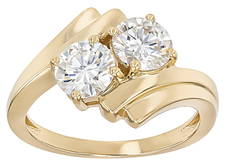 Moissanite 10k Yellow Gold Two Stone Ring 1.60ctw DEW, - MSJ611 | JTV