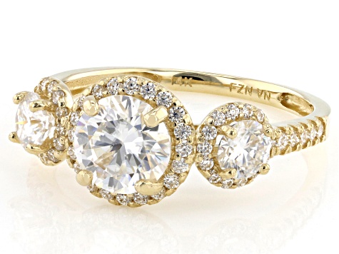 Moissanite 14k Yellow Gold Halo Ring 2.04ctw DEW. - MSJ618 | JTV