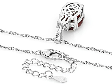 Red Hessonite Garnet Rhodium Over Sterling Silver Pendant With Chain 5 ...