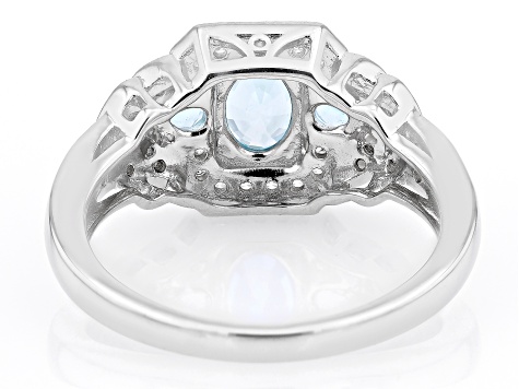 Blue Zircon Rhodium Over Sterling Silver Ring 1.53ctw - OOH090 | JTV