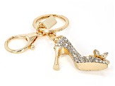 White Crystal Gold Tone High Heel Key Chain - OPC1413 | JTV