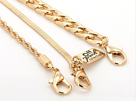 Gold Tone Set of 3 Chain Necklace - OPC1564 | JTV