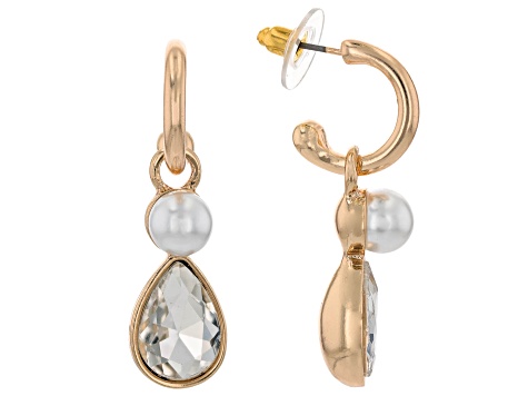 Tri-Color Pearl Simulant & Glass Crystal Tri-Color Tone Set of 3 Dangle ...