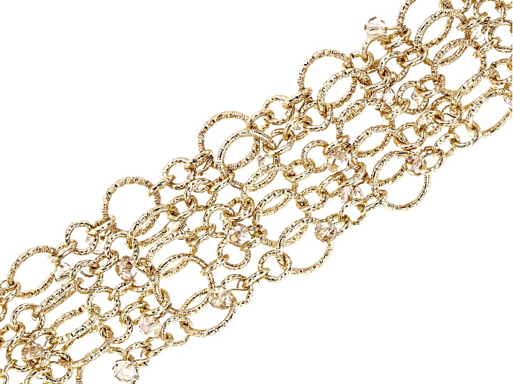 Champagne Color Crystal Gold Tone Multi-Row Bracelet - OPC1836 | JTV