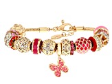 Multi-Color Crystal & Enamel Gold Tone Slide Charm Bracelet - OPC1948 | JTV