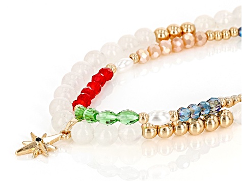 Off Park® Collection Multi-Color Bead & Pearl Simulant Gold Tone Double ...