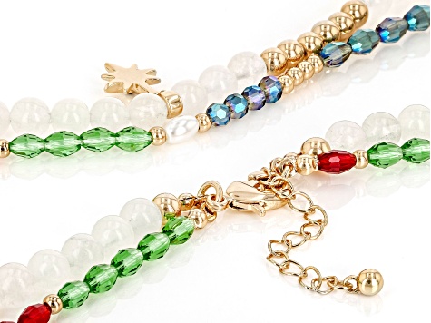 Off Park® Collection Multi-Color Bead & Pearl Simulant Gold Tone Double ...