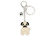 Multi-Color Enamel Silver Tone Pug Key Chain - OPW696D | JTV