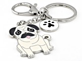Multi-Color Enamel Silver Tone Pug Key Chain - OPW696D | JTV