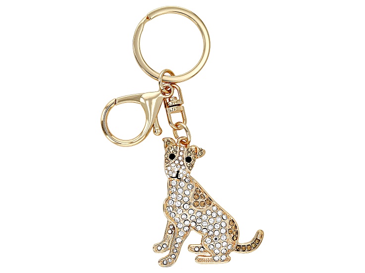 Multi-Color Crystal Gold Tone Jack Russell Terrier Key Chain - OPW758 | JTV