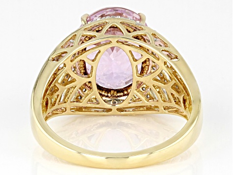 Kunzite And White Diamond 14k Yellow Gold Center Design Ring 6.33ctw ...