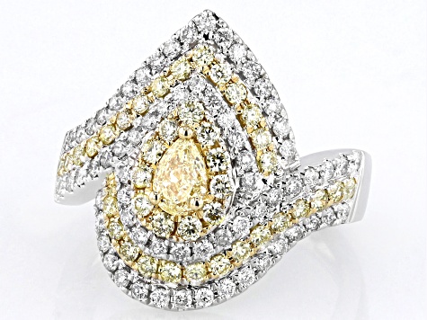 Natural Yellow And White Diamond 14k White Gold Center Design Ring 1 ...