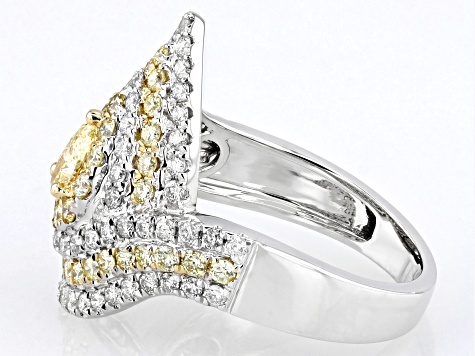 Natural Yellow And White Diamond 14k White Gold Center Design Ring 1 ...