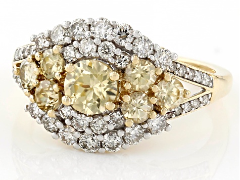 Yellow Zircon With White Diamond 14k Yellow Gold Center Design Ring 2 ...