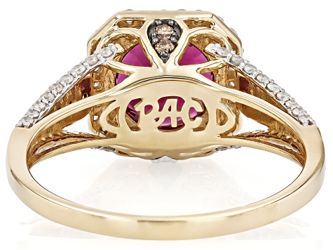 Grape Color Garnet With Champagne And White Diamond 14k Yellow Gold ...