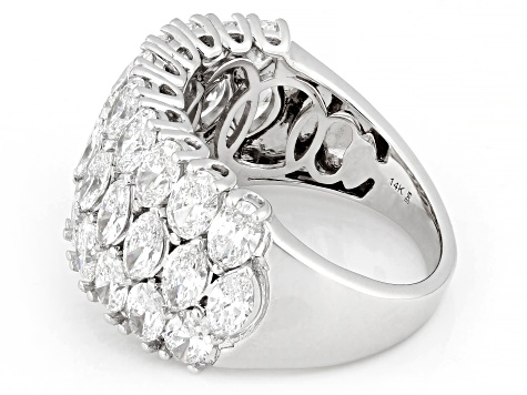 Oval And Marquise White Lab-Grown Diamond 14k White Gold Cocktail Ring ...
