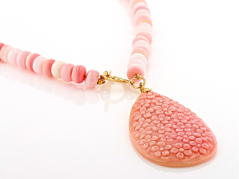 Pink Conch Shell 18k Yellow Gold Over Sterling Silver Necklace - PCF753 ...