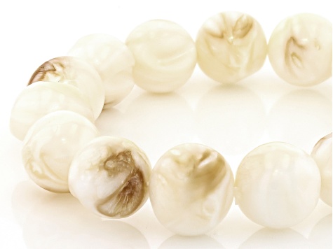 Cream Shell Stretch Bracelet 14mm - PCF830A | JTV