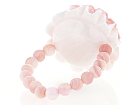 Pink Conch Shell Carved Flower Stretch Ring - PCW220 | JTV