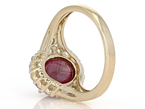 Red Indian Star Ruby 18k Yellow Gold Over Sterling Silver Ring 4.72ctw ...