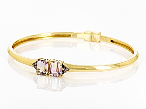 Barrel Ametrine with Champagne Diamonds 18k Yellow Gold Over Silver ...