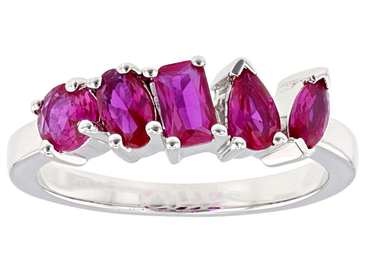 Lab Created Ruby Rhodium Over Sterling Silver Ring 1.33ctw - RST006 | JTV