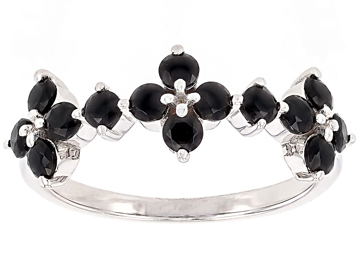 Black Spinel Rhodium Over Sterling Silver Clover Ring 1.00ctw - RST128A ...