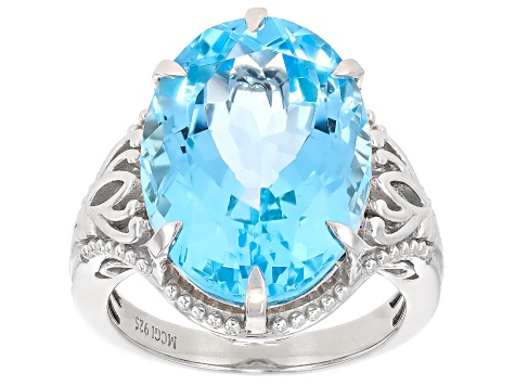 Sky Blue Topaz Rhodium Over Sterling Silver Ring 12.75ct - RST449 | JTV