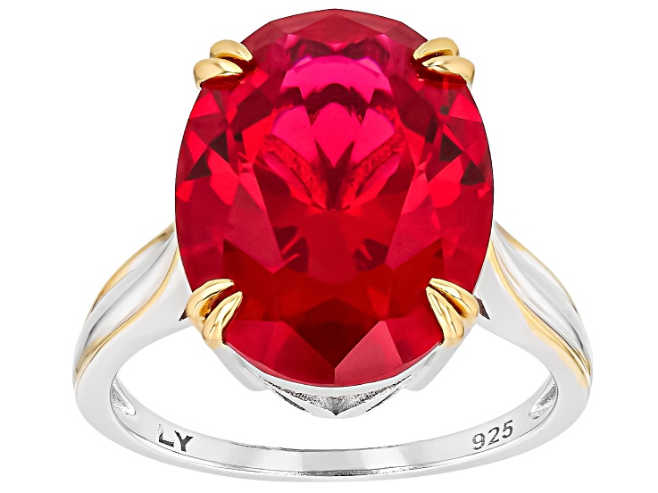 Lab Created Ruby Rhodium & 18K Yellow Gold Over Sterling Silver ...