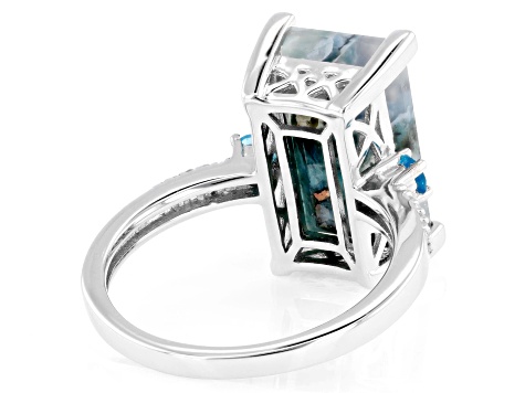 Blue Aquadite™ Rhodium Over Sterling Silver Ring 4.95ctw - RST821 | JTV