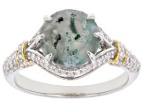 Blue Aquadite™ Rhodium and 18K Yellow Gold Over Silver Ring 2.55ctw ...