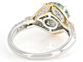 Blue Aquadite™ Rhodium and 18K Yellow Gold Over Silver Ring 2.55ctw ...