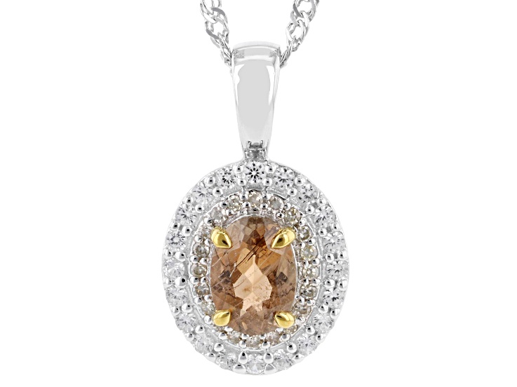 Red Andalusite, White Zircon & White Diamond Rhodium Over Silver ...