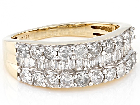 White Diamond 10k Yellow Gold Band Ring 1.35ctw - SBG591B | JTV