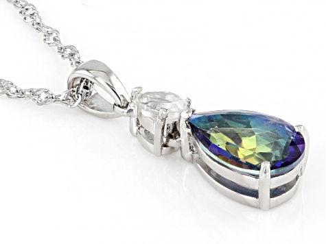 Blue Petalite Rhodium Over Sterling Silver Pendant With Chain 2.38ctw ...