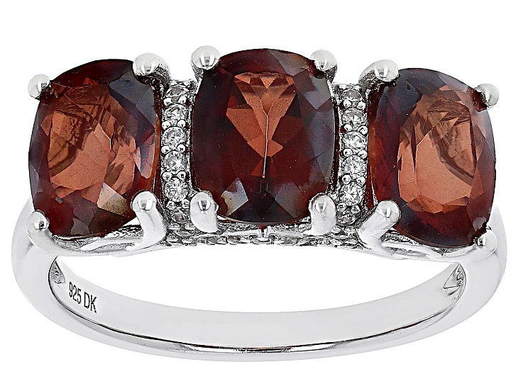 Red Labradorite Rhodium Over Sterling Silver 3-Stone Ring 3.48ctw ...