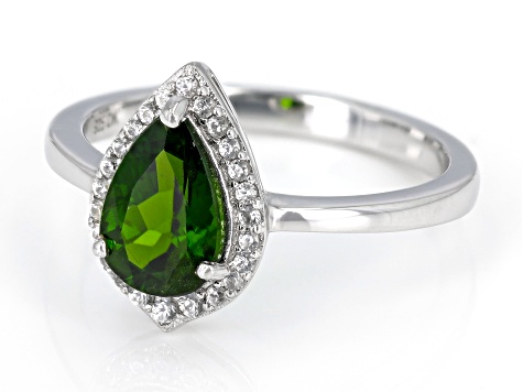 Green Chrome Diopside Rhodium Over Sterling Silver Ring 1.28ctw ...
