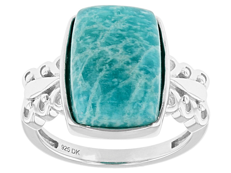 Green Amazonite Rhodium Over Sterling Silver Ring - SHD238 | JTV