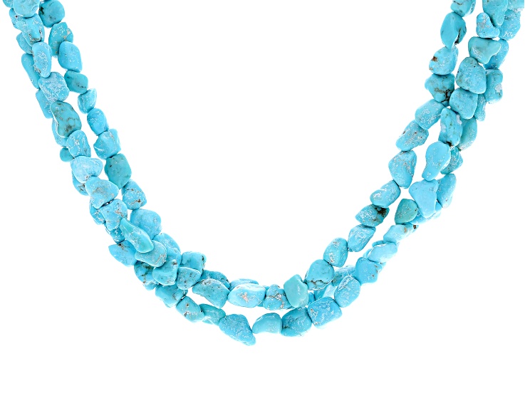 Blue Sleeping Beauty Turquoise Rhodium Over Sterling Silver Necklace ...