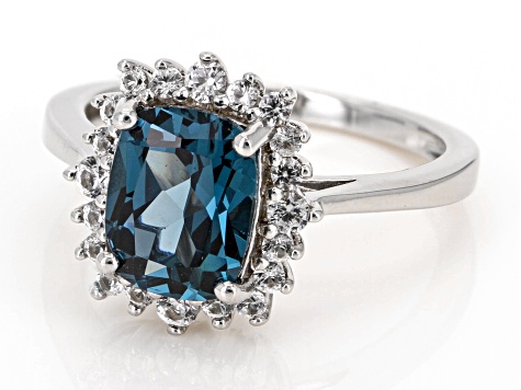 Teal Lab Created Spinel Rhodium Over Sterling Silver Ring 2.19ctw ...