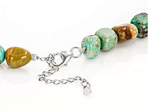 Kingman Turquoise and Turquoise in Matrix Rhodium Over Sterling Silver ...