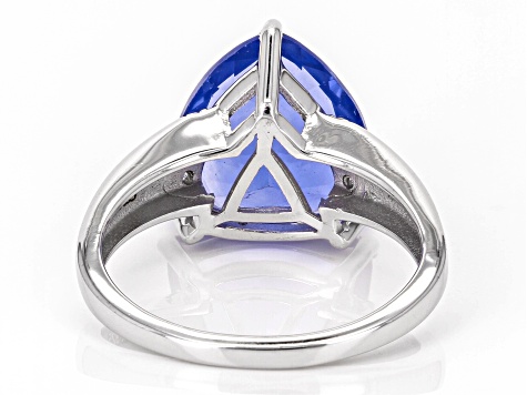 Blue Color Change Fluorite Rhodium Over Sterling Silver Ring 6.56ctw ...