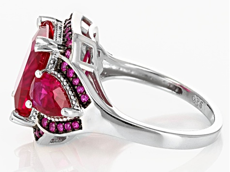 Lab Created Ruby Rhodium Over Sterling Silver Ring 6.47ctw - SHD359 | JTV