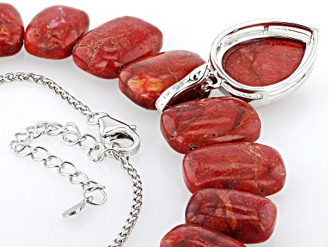 Red Coral Rhodium Over Sterling Silver Necklace - SHD470 | JTV