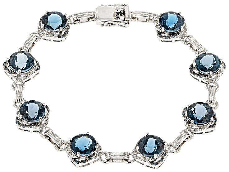 London Blue Topaz Rhodium Over Sterling Silver Bracelet 15.42ctw