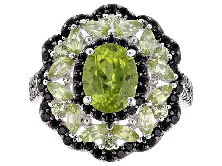 Green Peridot Rhodium Over Sterling Silver Ring 3.77ctw - SHD709 | JTV